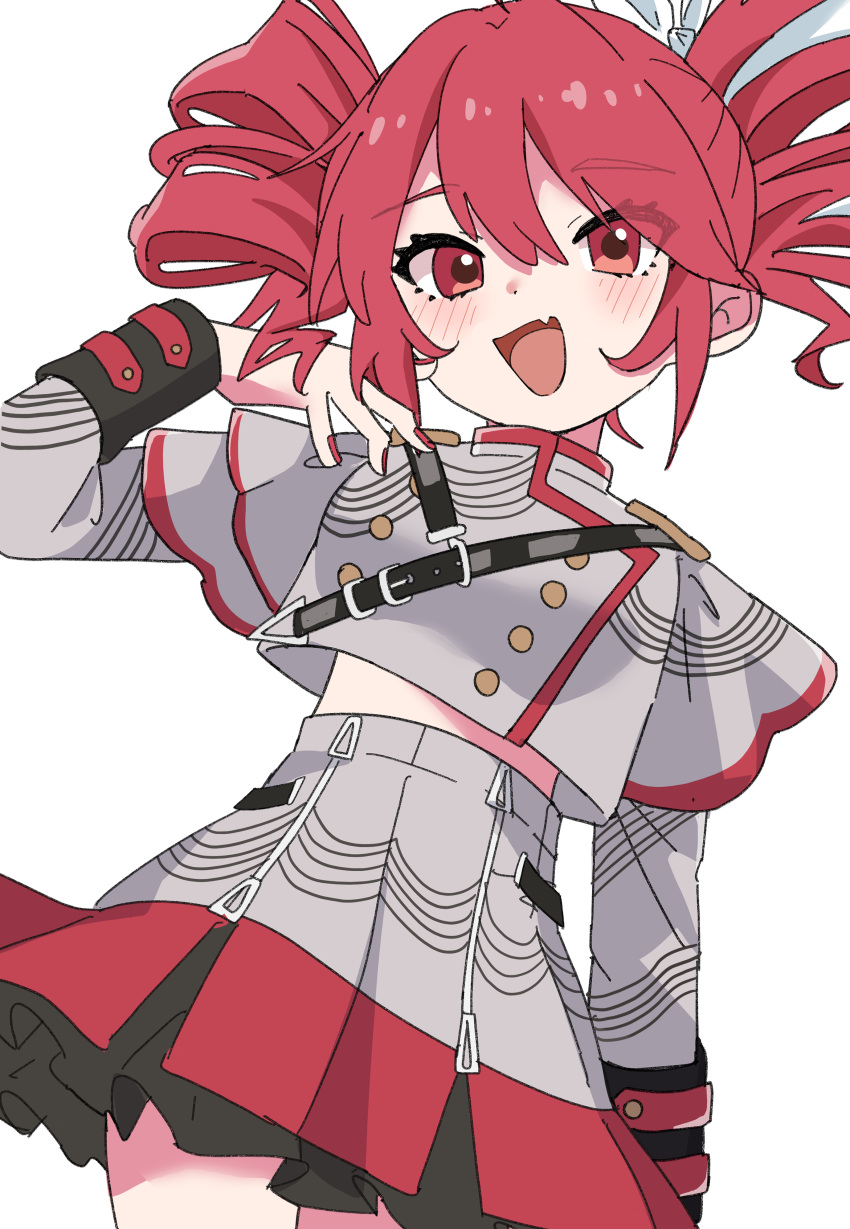 Safebooru - 1girl absurdres arm at side belt black belt blush bow buttons cowboy shot double ...