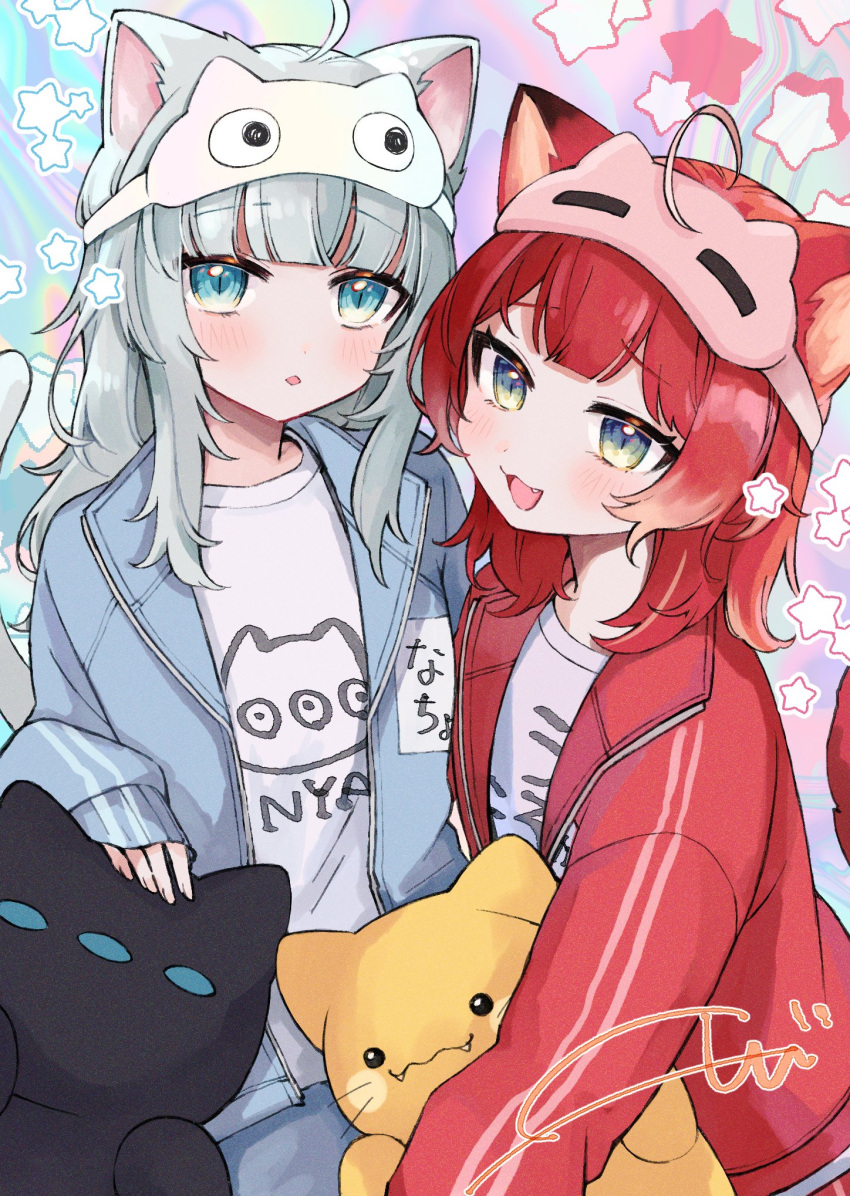 Safebooru - 2girls :d akami karubi animal ears blue eyes blue jacket ...