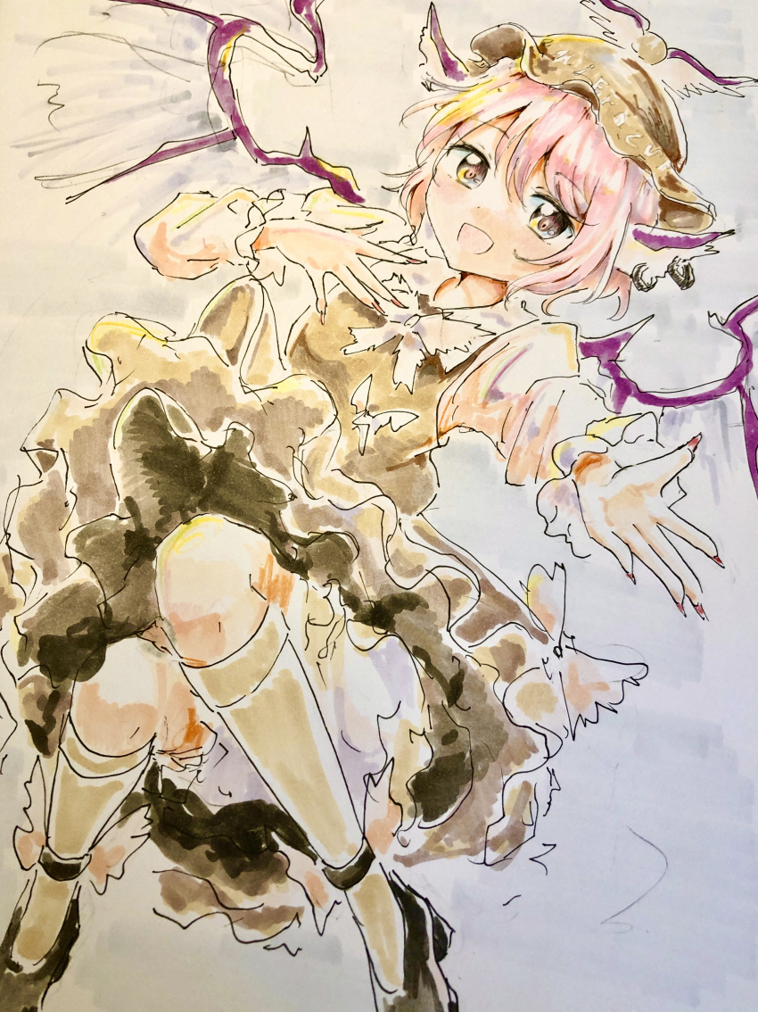 Safebooru - 1girl absurdres animal ears bird ears bird wings black footwear blush brown dress ...