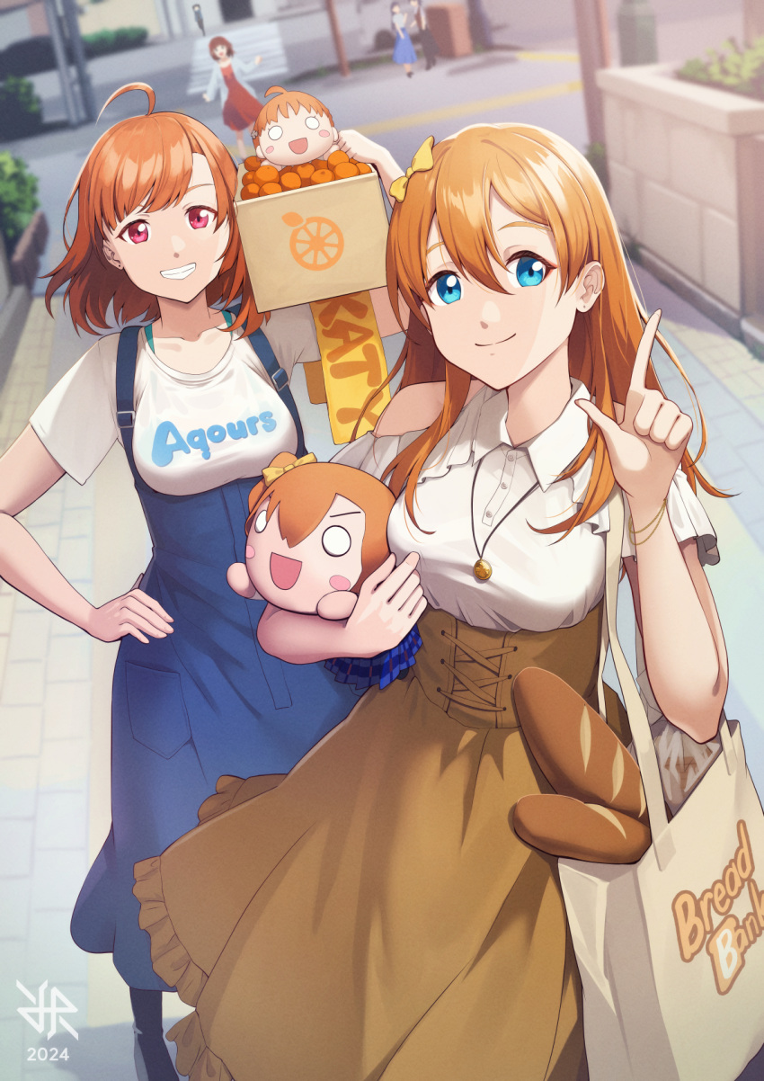 Safebooru - 2024 4girls aged up ahoge armband artist logo bag baguette bare shoulders black ...