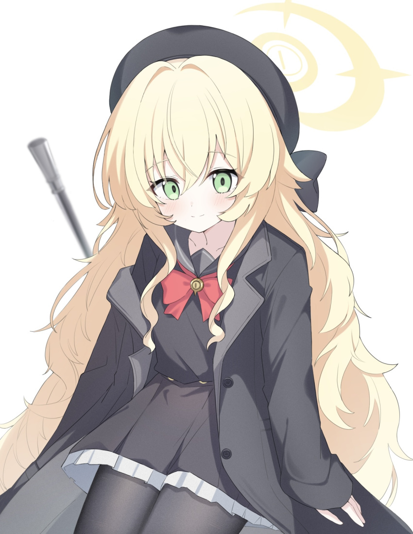 Safebooru - 1girl black coat black pantyhose black serafuku black shirt black skirt blonde hair ...