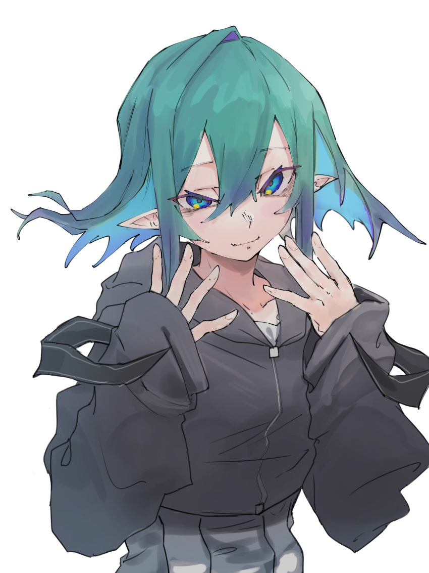 Safebooru - 1girl aqua hair black jacket blue eyes blue hair blush closed mouth green hair hair ...