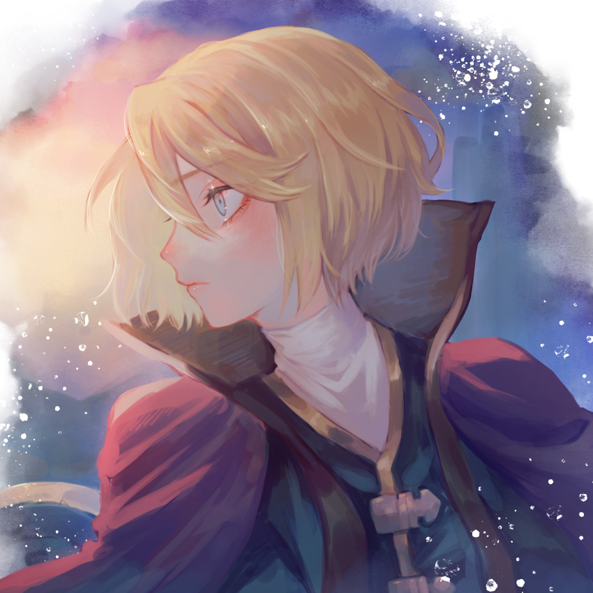 Safebooru - 1boy auch (unicorn overlord) bishounen black robe blonde hair blue eyes blush closed ...