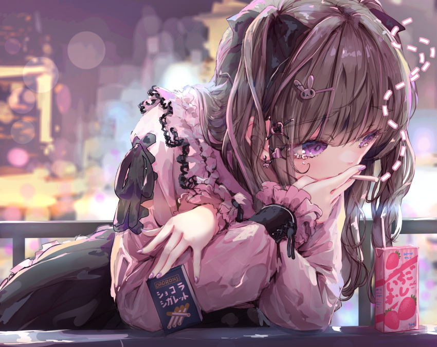 Safebooru - 1girl black skirt blurry brown hair cigarette pack crying ...