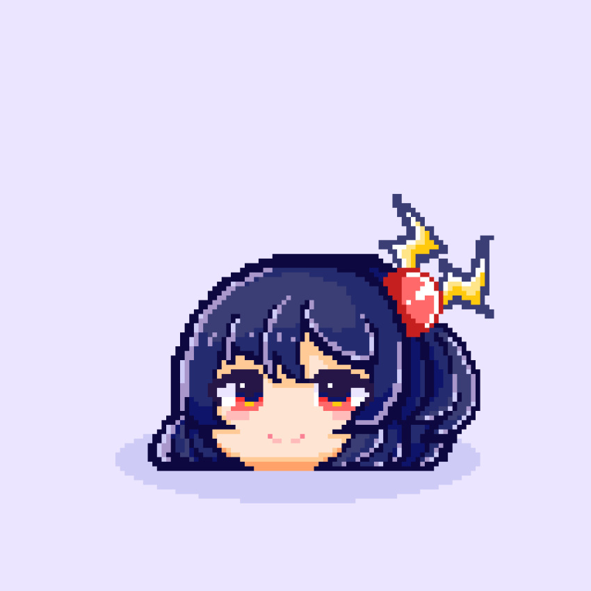 Safebooru - 1girl alude-chan (hanada hyou) blue background blue hair blush stickers closed mouth ...