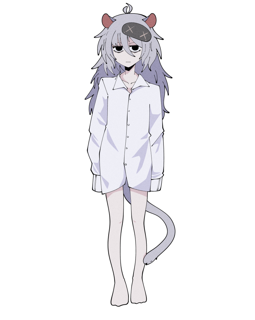 Safebooru - absurdres animal ears barefoot clauvio (vtuber) grey hair ...