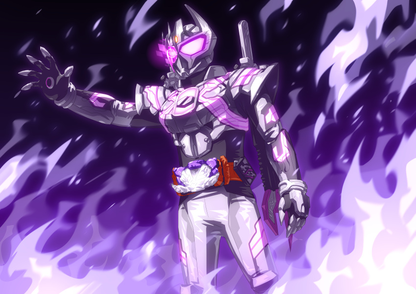 Safebooru - 1boy absurdres armor driver (kamen rider) fire grey armor ...