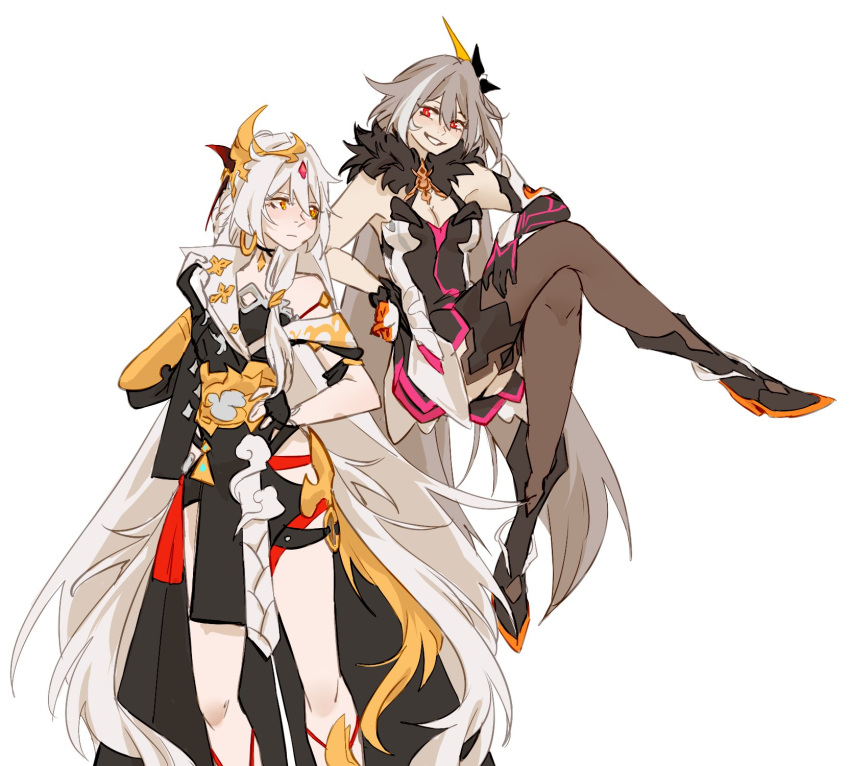 Safebooru - 2girls black dress black footwear brown thighhighs cloud ya cosplay costume switch ...