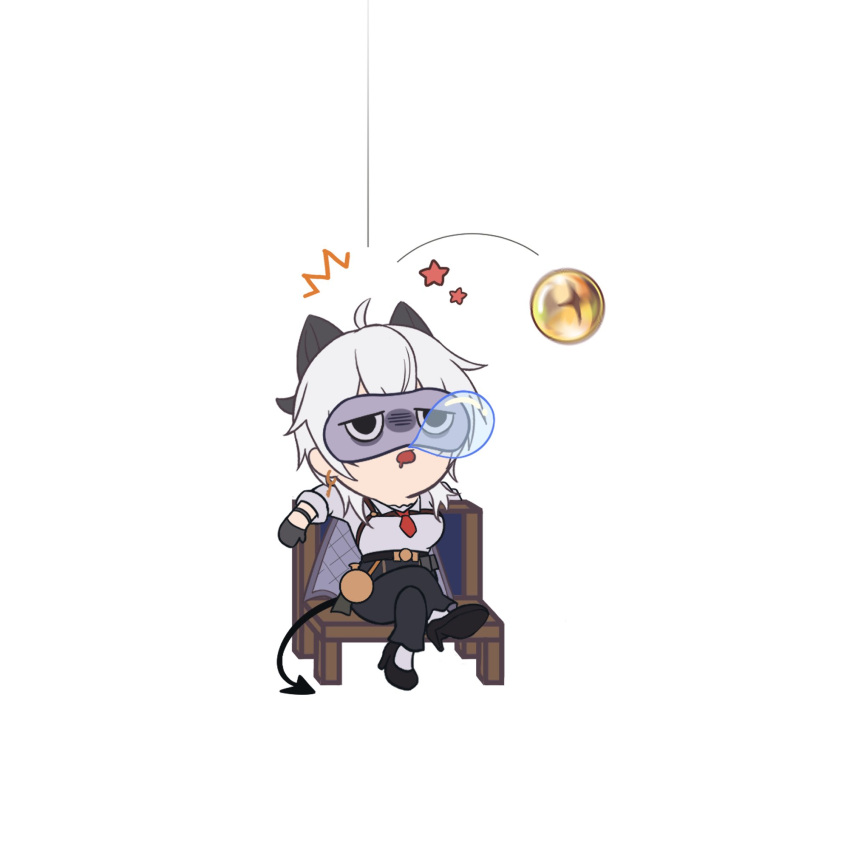 Safebooru - 1girl black horns black pants black shoes black tail chest ...