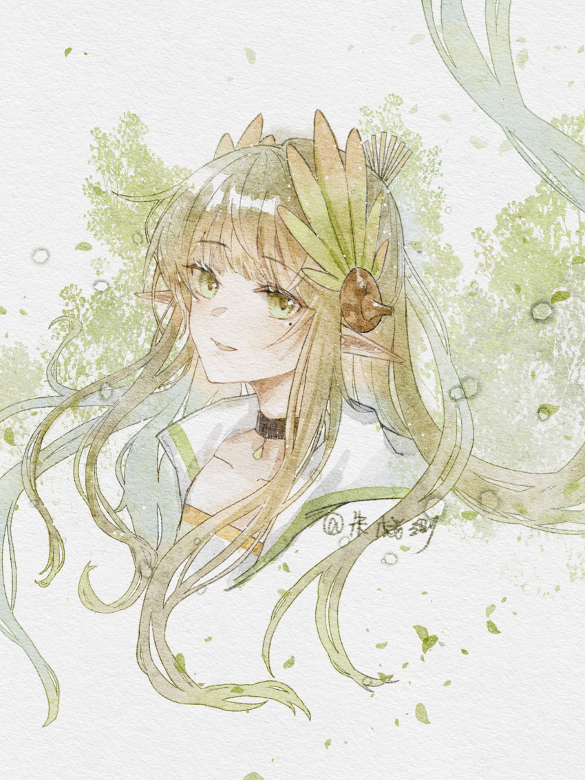 Safebooru - 1girl absurdres arknights artist name black choker brown hair chinese commentary ...