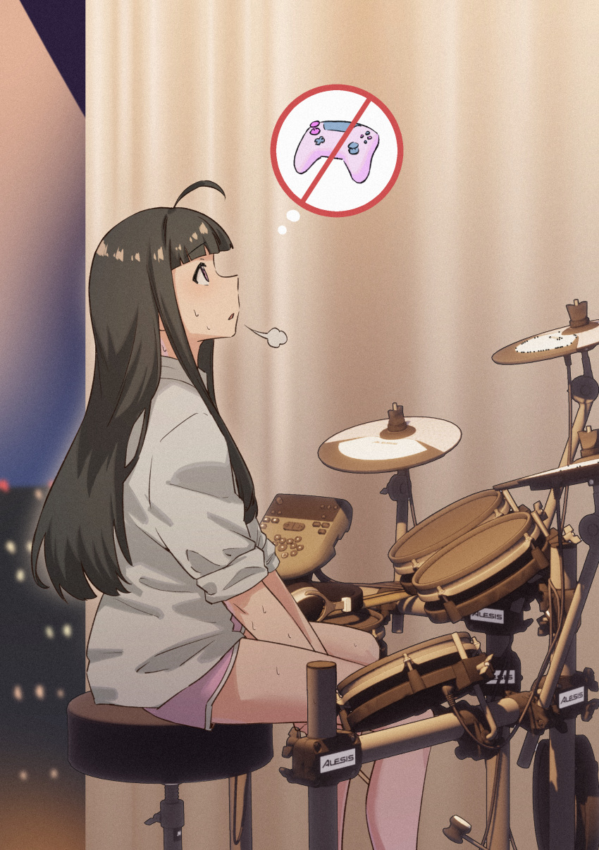 Safebooru - 1girl absurdres ahoge awa subaru black hair commentary english commentary girls band ...