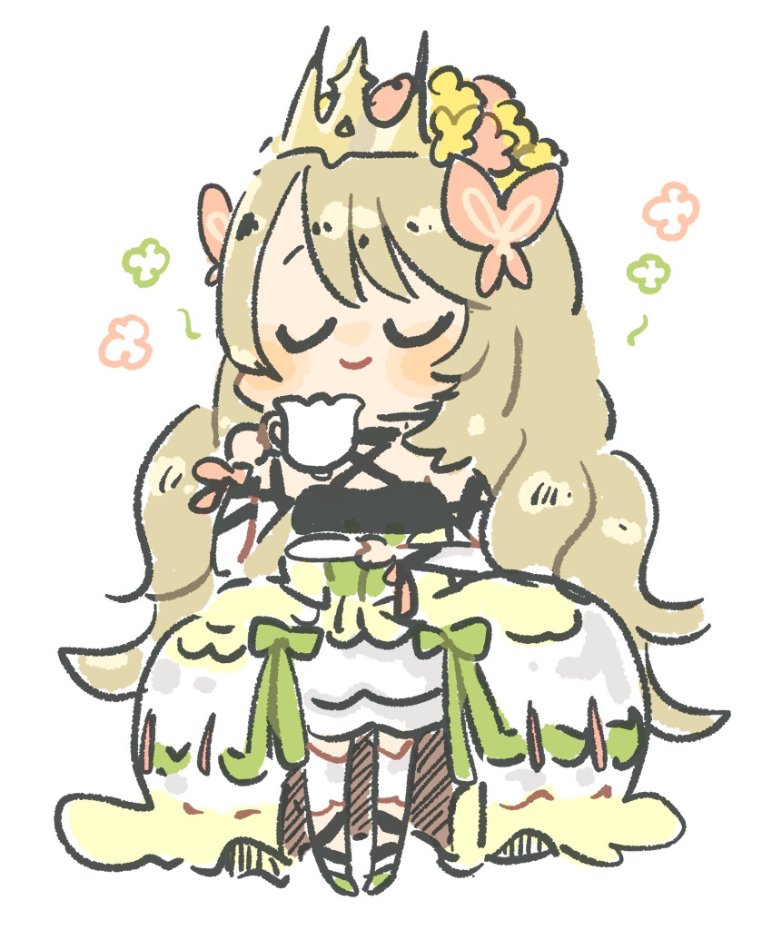 Safebooru - 1girl blonde hair bow butterfly hair ornament celine (fire emblem) chibi closed eyes ...