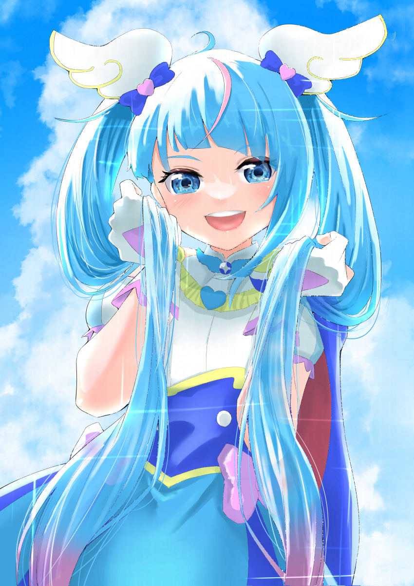 Safebooru - 1girl absurdres atu (fuji atu66) blue cape blue dress blue ...