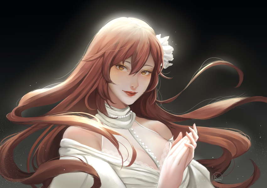 Safebooru - 1girl absurdres alternate costume artist name black background black dress breasts ...