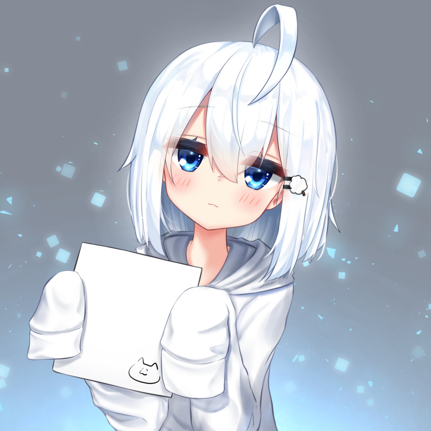 Safebooru - 1girl :3 absurdres ahoge blue eyes closed mouth commentary request crossed bangs ...