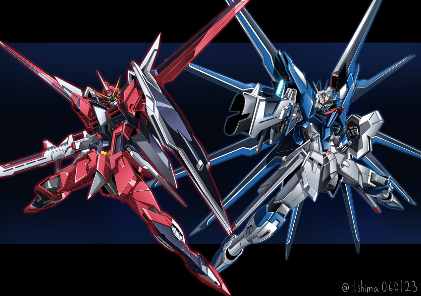 Safebooru - absurdres artificial eye artist name beam rifle blue eyes ...