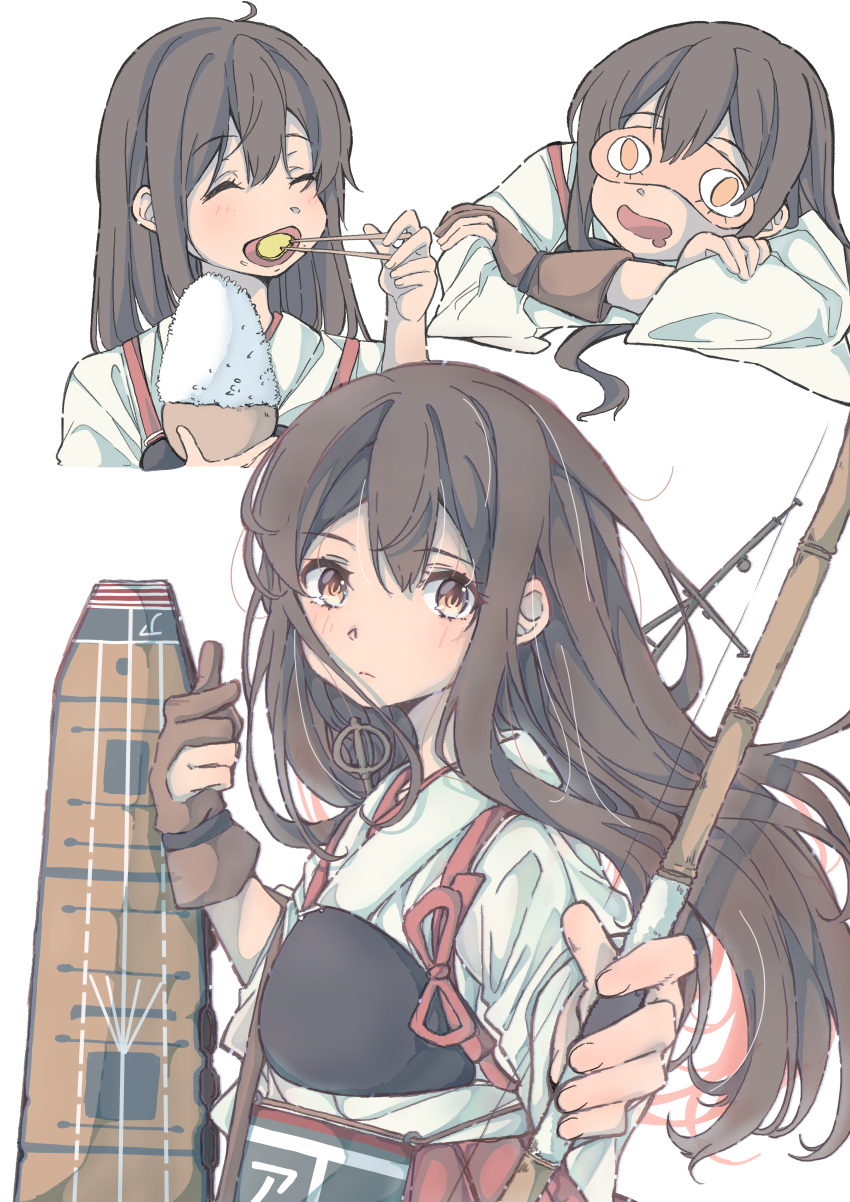 Safebooru - 1girl absurdres akagi (kancolle) bowl brown eyes brown hair ...
