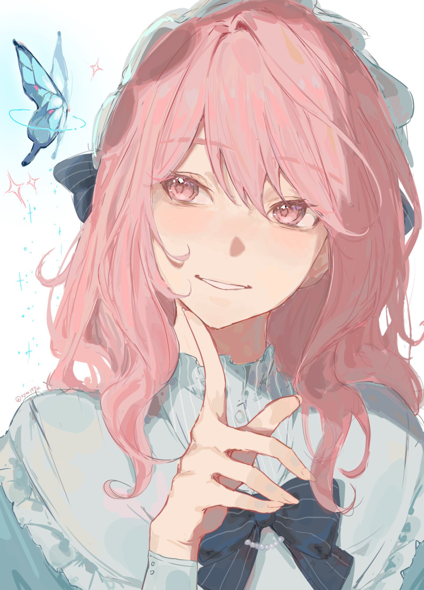 Safebooru - 1other akiyama mizuki androgynous black bow blue butterfly ...