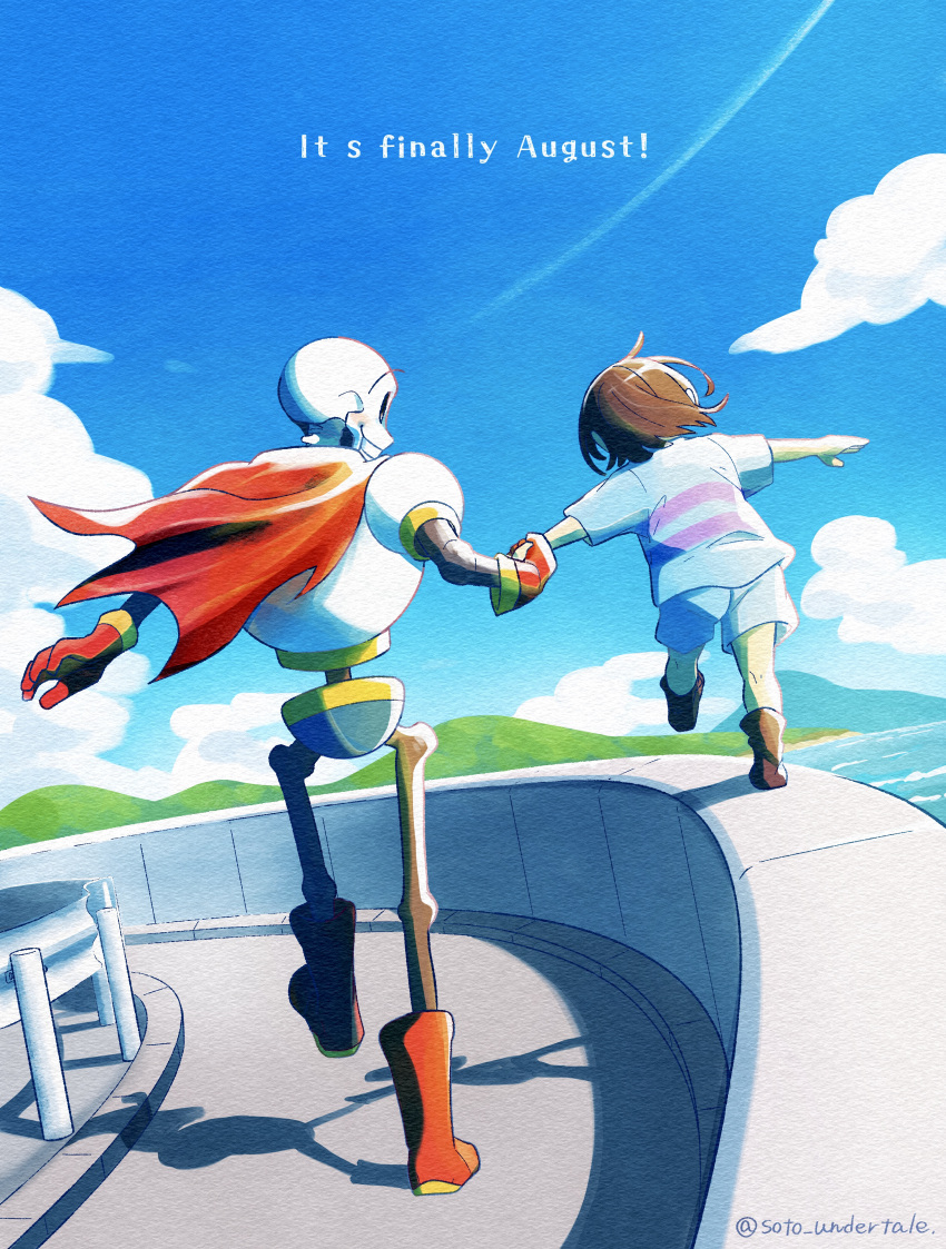 Safebooru - 1boy 1other 2024 2d absurdres ambiguous gender armor artist name blue shirt brown ...