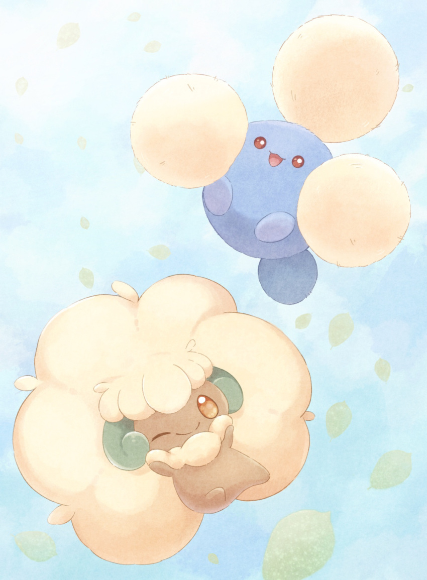 Safebooru - closed mouth clouds floating highres horns jumping jumpluff ...