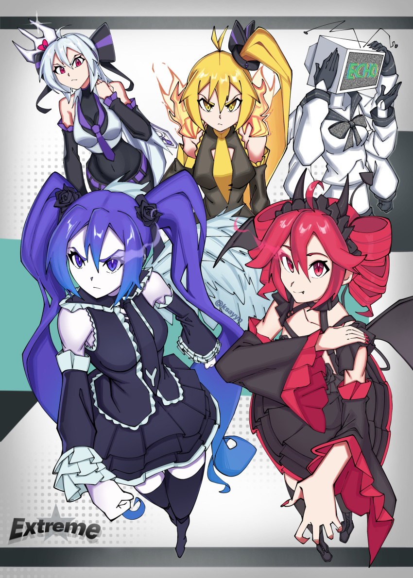 Safebooru - 5girls absurdres ahoge akita neru alternate costume alternate hair color antenna ...