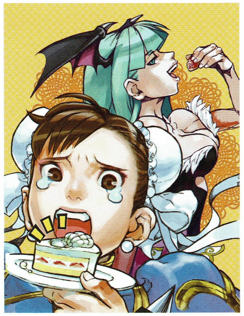 Safebooru - 2girls artist request breasts brown eyes brown hair cake ...