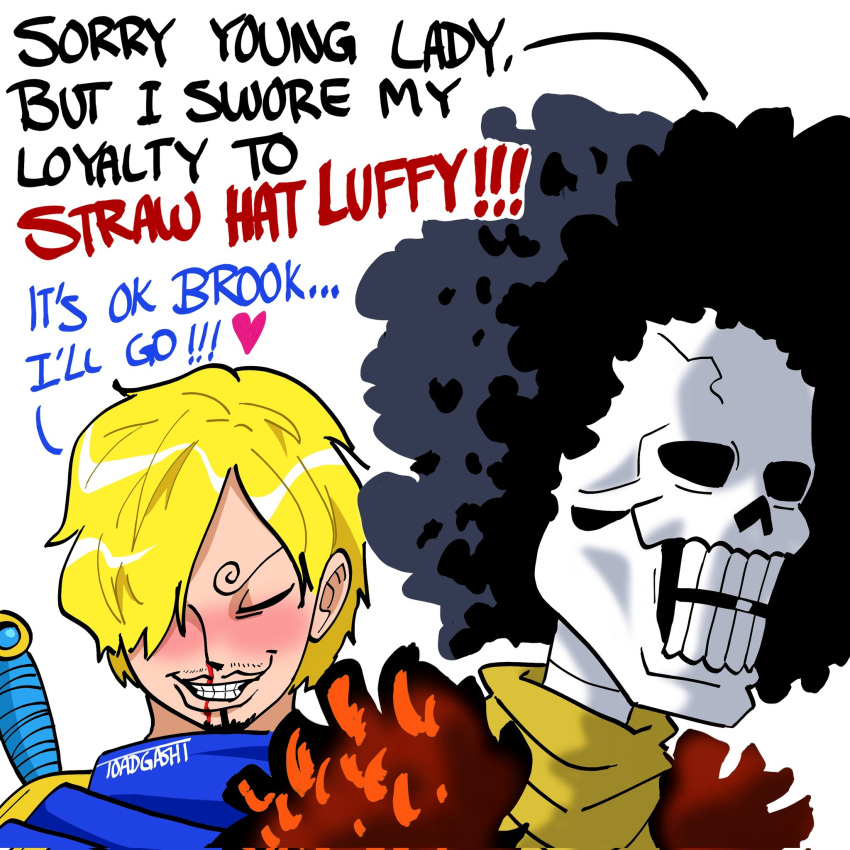 Safebooru - brook (one piece) medium hair multiple boys nosebleed one ...
