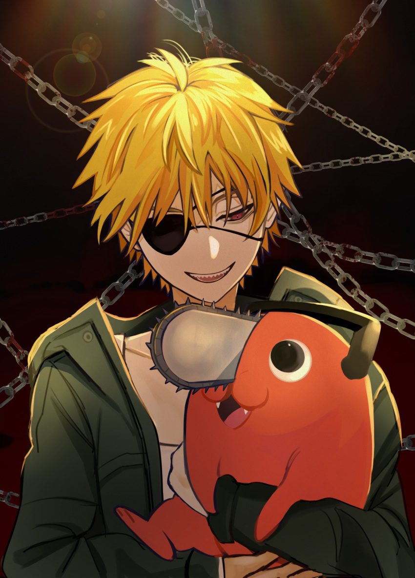 Safebooru - 1boy absurdres blonde hair chain chainsaw chainsaw man ...