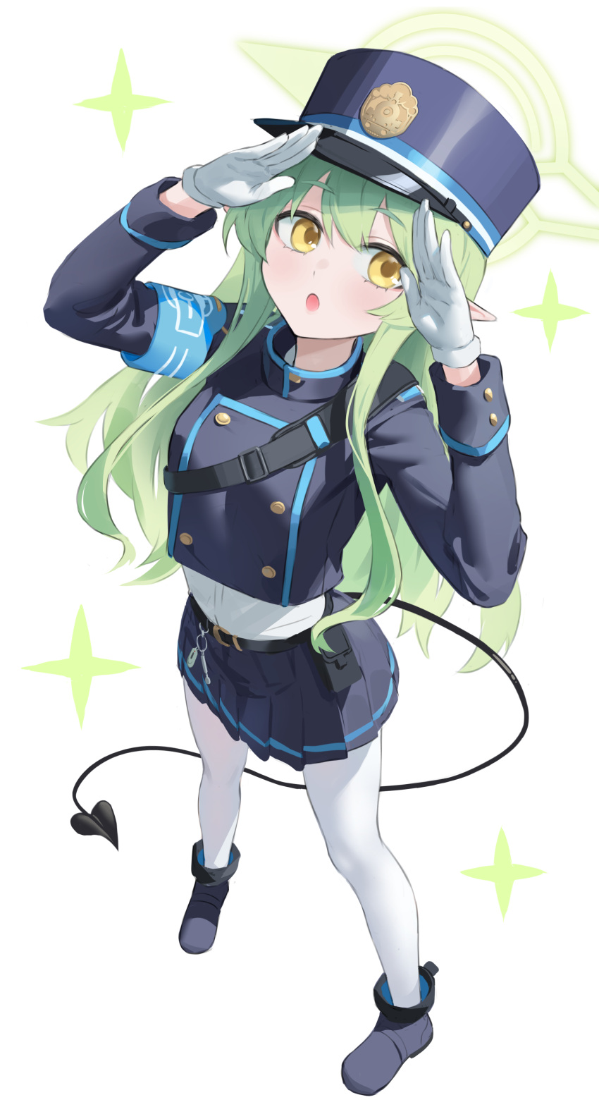 Safebooru - 1girl absurdres blue archive blue jacket blue skirt buttons full body gloves green ...