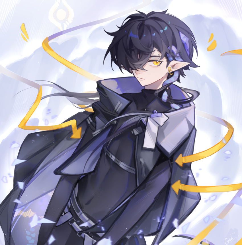 Safebooru - 1boy absurdres arknights arrow (symbol) black hair black jacket black shirt chinese ...