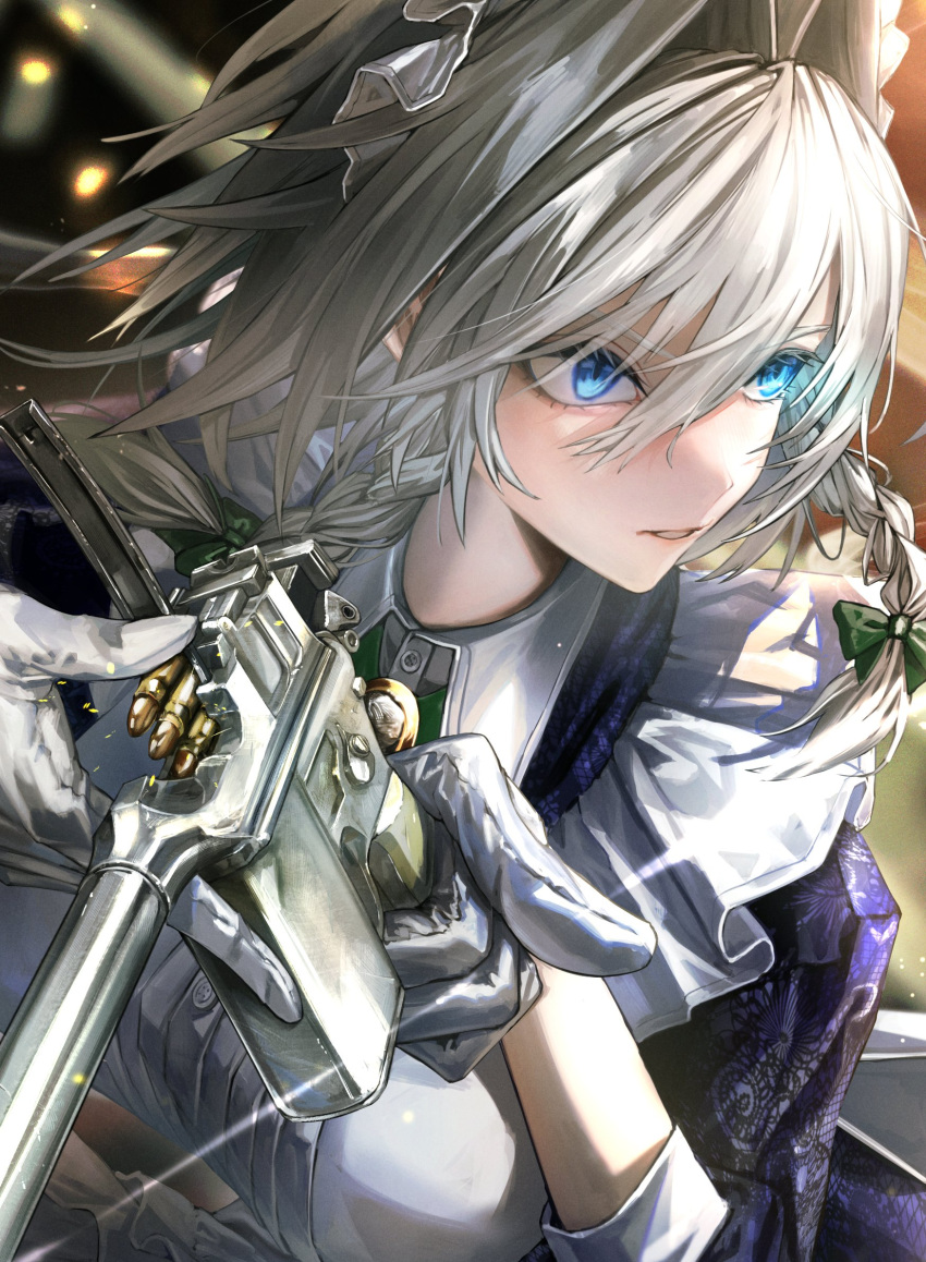 Safebooru - 1girl blue dress blue eyes braid breasts commentary request dress expressionless ...