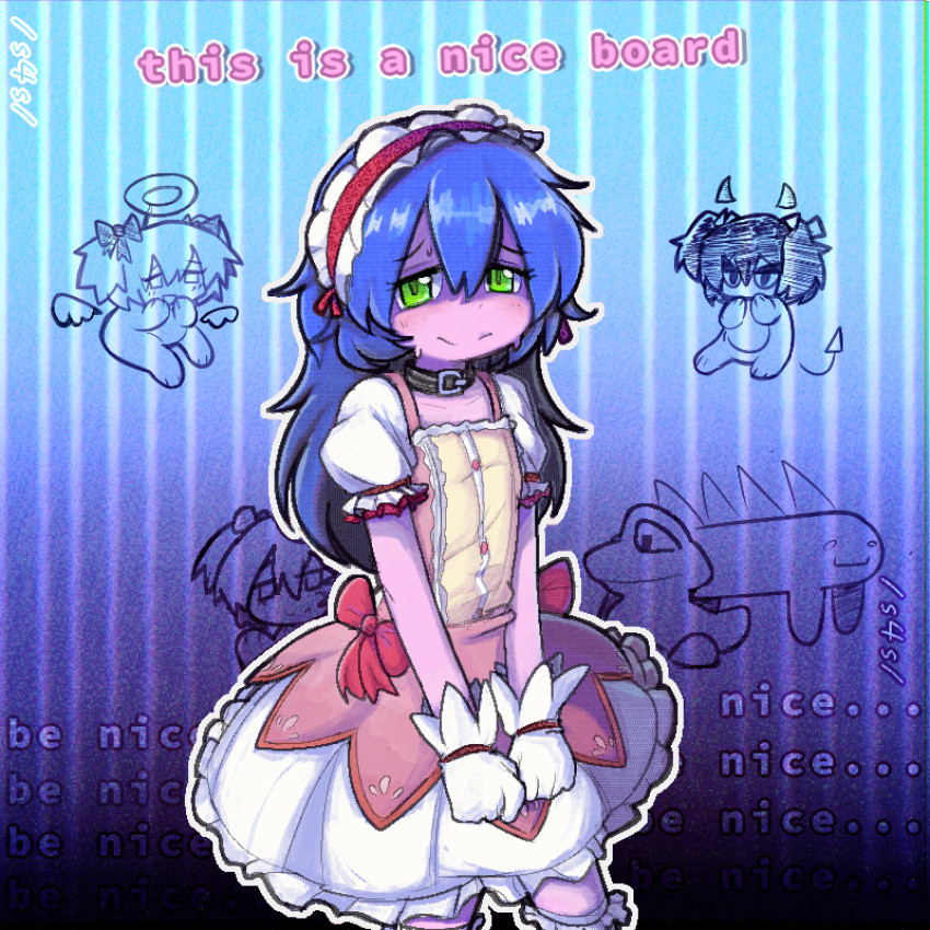 Safebooru - 1girl 4chan absurdres angel wings blue background blue hair blush bow bury pink gril ...