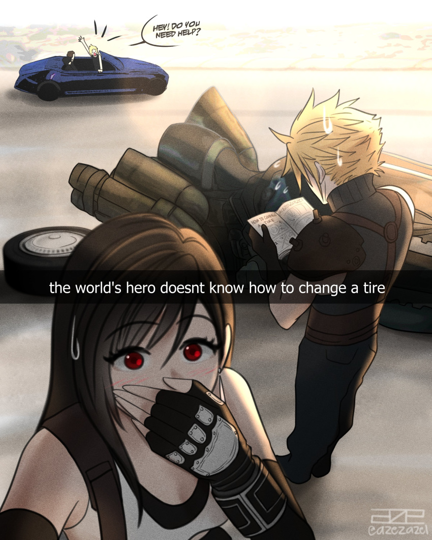 Safebooru - 1girl 4boys absurdres arm up armor azezazel baggy pants bare shoulders black gloves ...