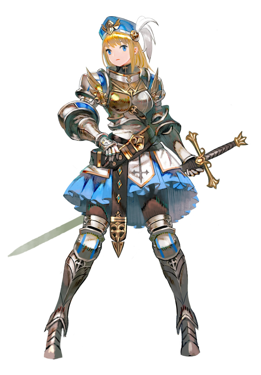 Safebooru - 1girl absurdres armor armored dress arowana2111 blonde hair blue eyes breastplate ...