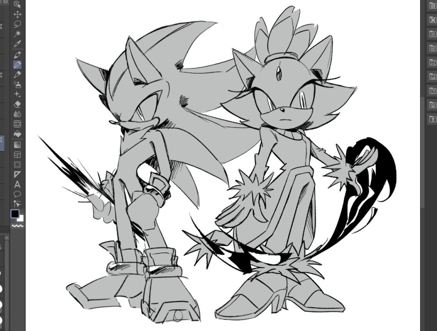 Safebooru - 1boy 1girl animal ears animal nose art program in frame blaze the cat cat ears cat ...