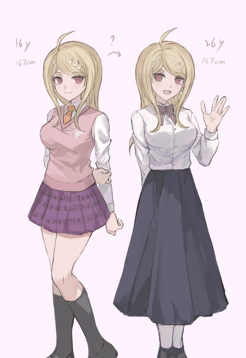 Safebooru - 2girls aged up ahoge akamatsu kaede alternate costume blonde hair breasts collared ...