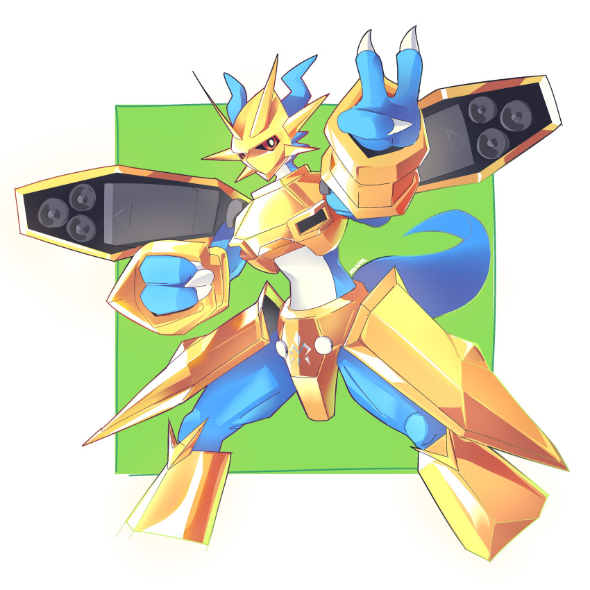 Safebooru - 1boy absurdres armor blue skin colored skin cowboy shot ...