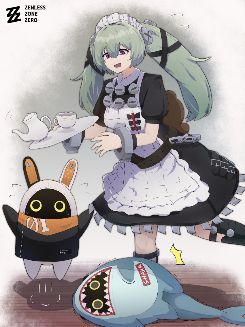 Safebooru - 1girl absurdres animal bag apron bangboo (zenless zone zero) bear bag belt black bow ...