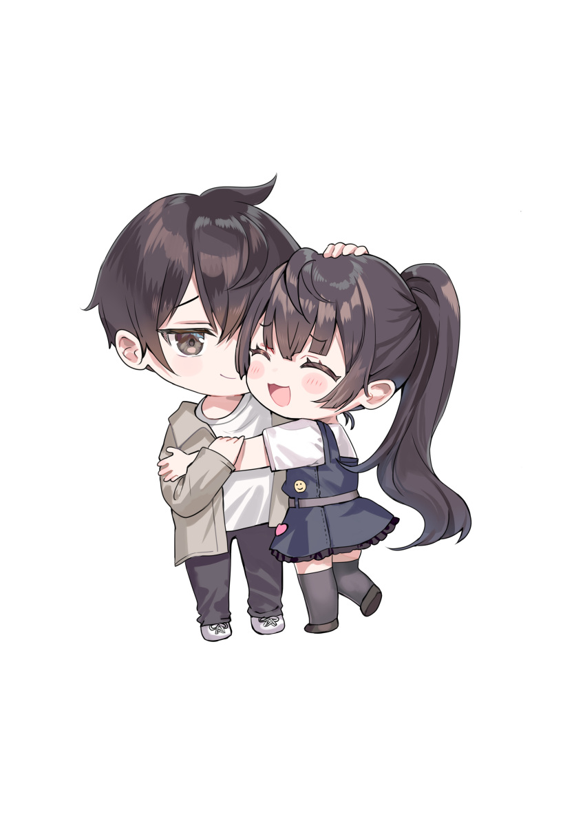 Safebooru - 1boy 1girl absurdres black dress black footwear black hair ...