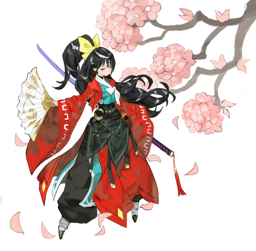 Safebooru - 1girl absurdres arowana2111 bag black footwear black hair blue eyes bow cherry ...