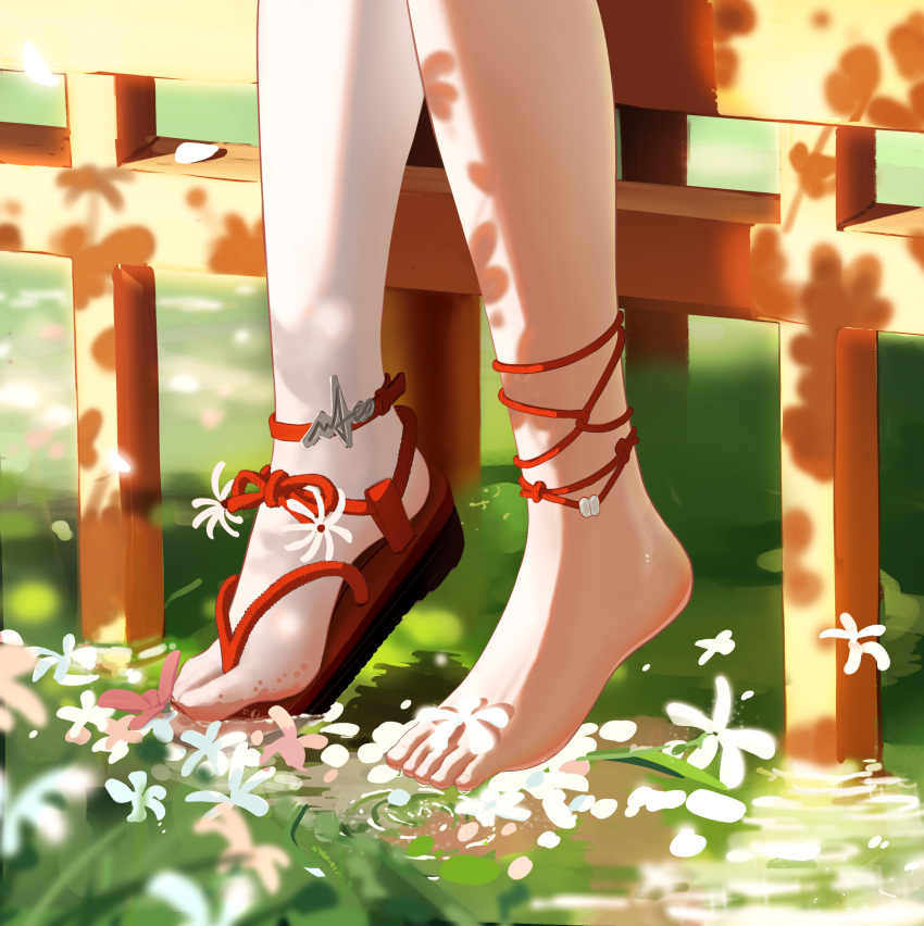 Safebooru - 1girl absurdres barefoot commentary request feet flower foot focus highres myeo ...