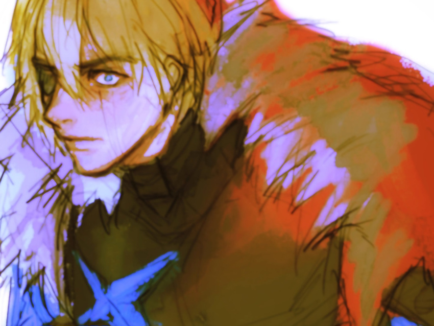 Safebooru - 1boy armor black armor blonde hair closed mouth commentary ...