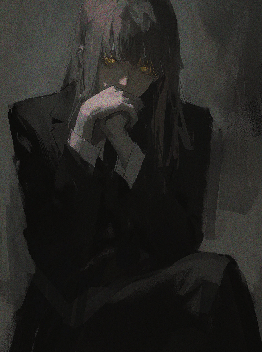 Safebooru - 1girl 96yottea absurdres black background chainsaw man ...