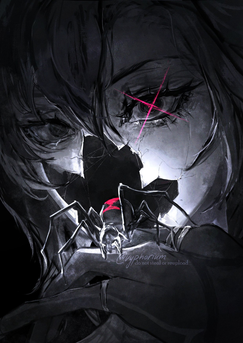 Safebooru - 1girl 1other arlecchino (genshin impact) broken bug close-up cracked skin genshin ...