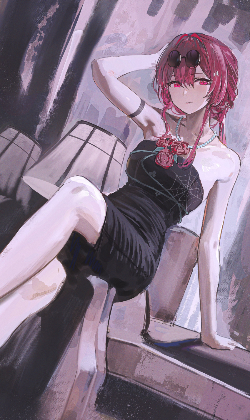 Safebooru - 1girl absurdres alternate costume bare shoulders black dress breasts closed mouth ...