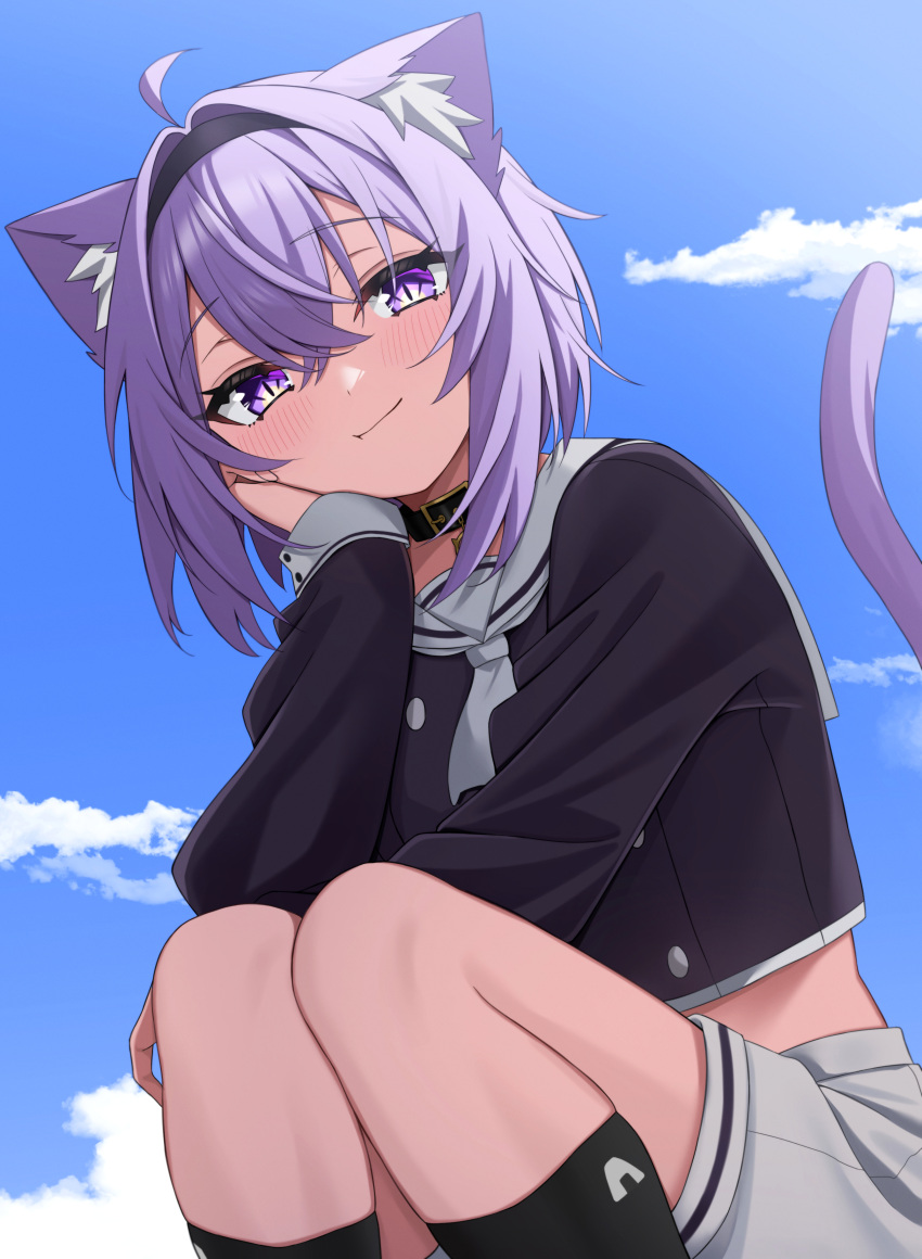 Safebooru - 1girl absurdres ahoge animal ears black collar black hairband cat ears cat tail ...