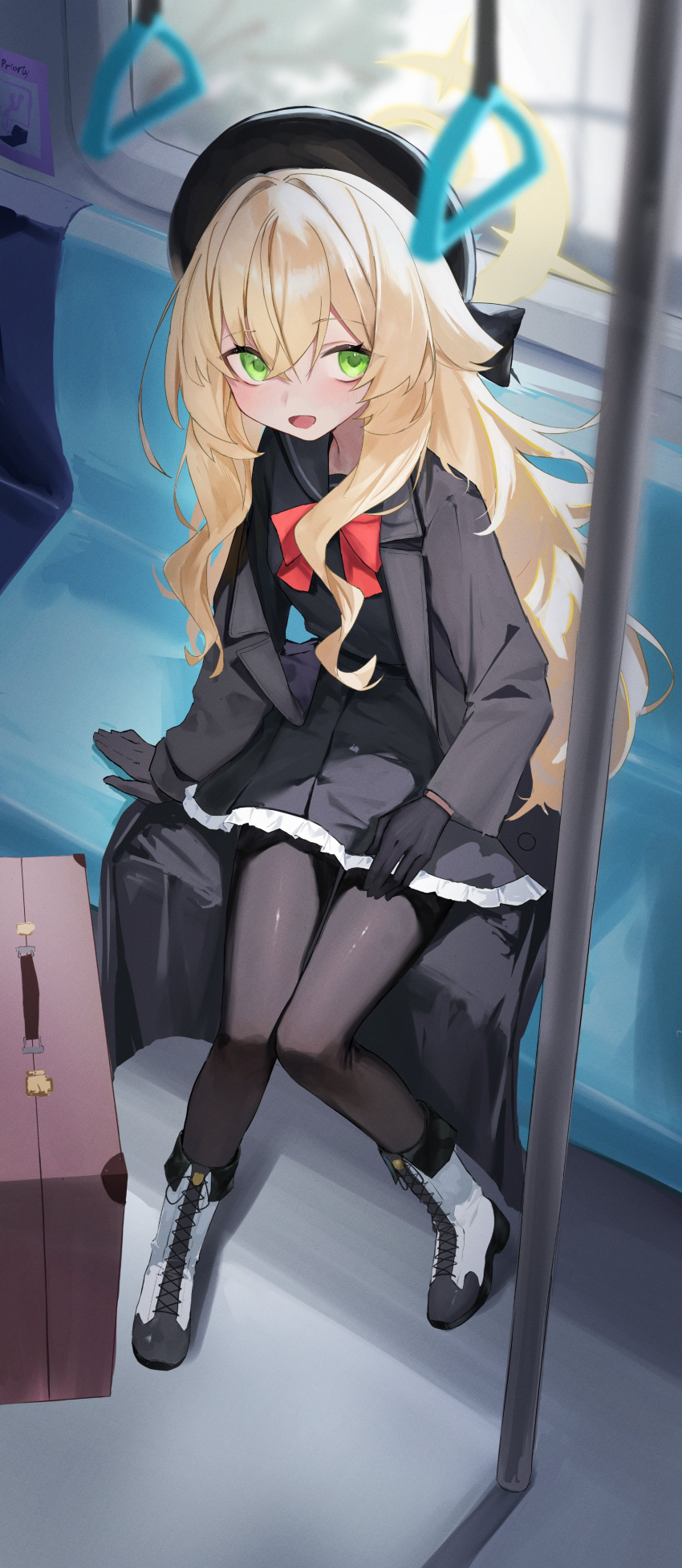 Safebooru - 1girl absurdres black coat black gloves black hat black pantyhose black sailor ...