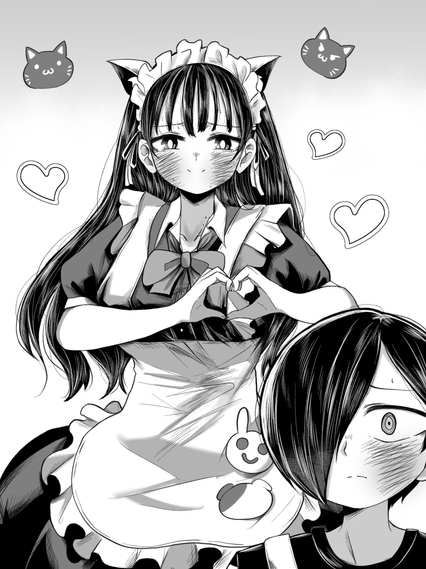 Safebooru - 1boy 1girl animal ears ao tanuki apron black dress blush boku no kokoro no yabai ...