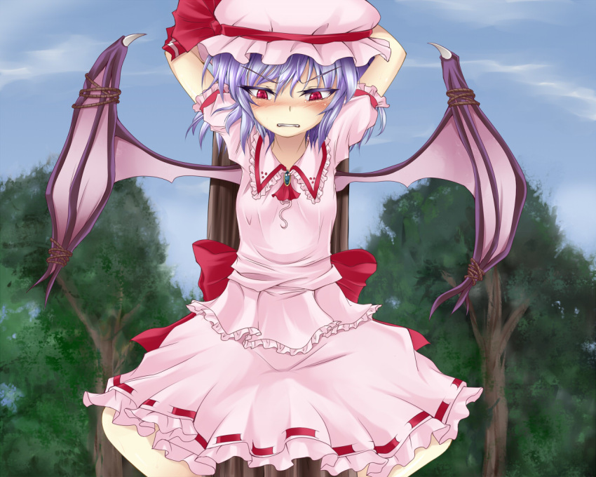 Safebooru - bat wings bdsm blue hair hat remilia scarlet ribbon shimo (depthbomb) short hair ...