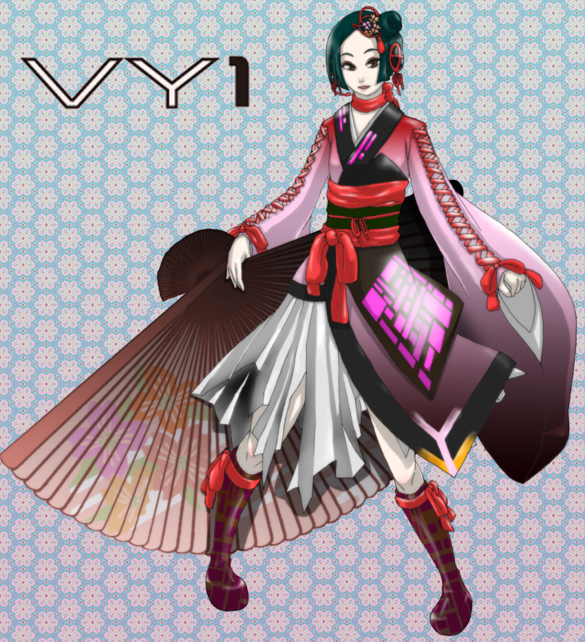 Safebooru - boots bow fan hair ornament headset japanese clothes ...